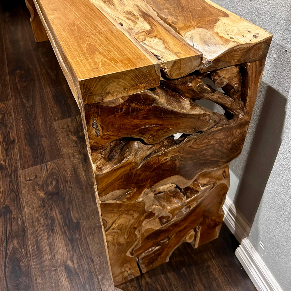 Sustainable Teak Wood Console Table - Charming Rustic Entryway Piece ...